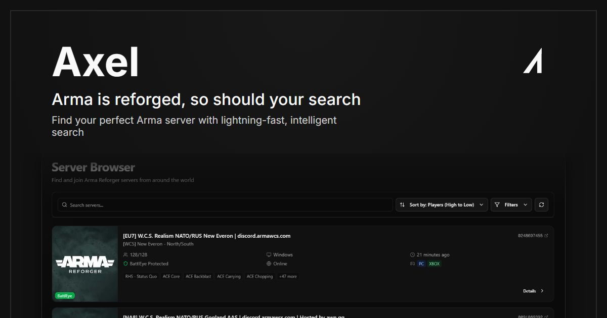 Axel - Arma Reforger Server Browser